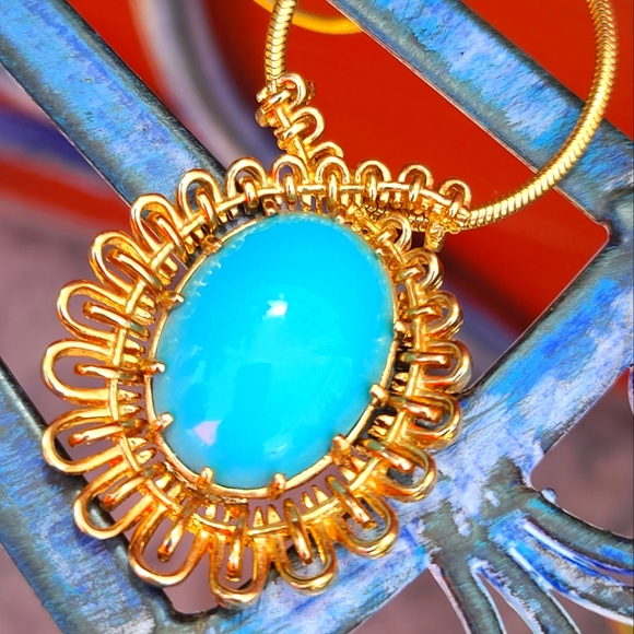 Panetta | Jewelry | 96s Vintage Panetta Large Turquoise Cabochon Oval ...